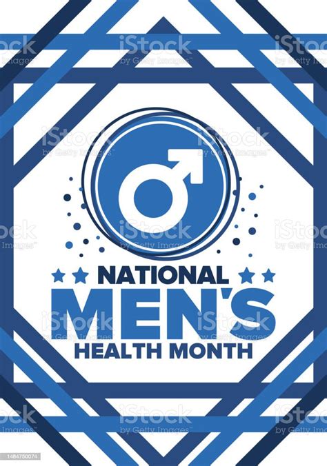 6 월에 국가 남자의 건강 달 건강 교육 프로그램 미국에서 매년 축 하 합니다 의료 개념입니다 관리 및 건강 포스터 카드 배너 및 배경 벡터 일러스트 0명에 대한 스톡 벡터