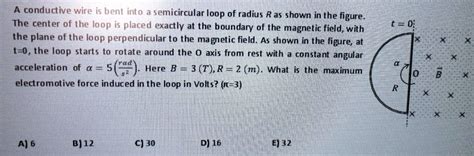 SOLVED A Conductive Wire Is Bent Into A Semicircular Loop Of Radius R As Shown In The Figure