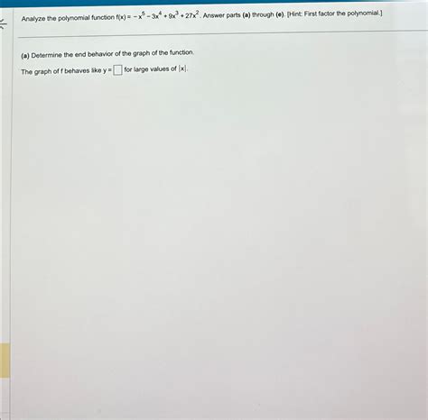 Solved Analyze The Polynomial Function