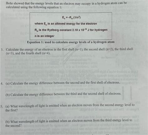 Solved Bohr Showed That The Energy Levels That An Electron