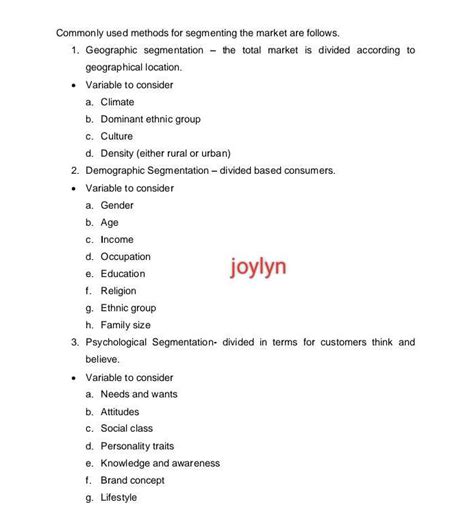 Commonly Used Methods For Segmenting The Market Are Follows 1