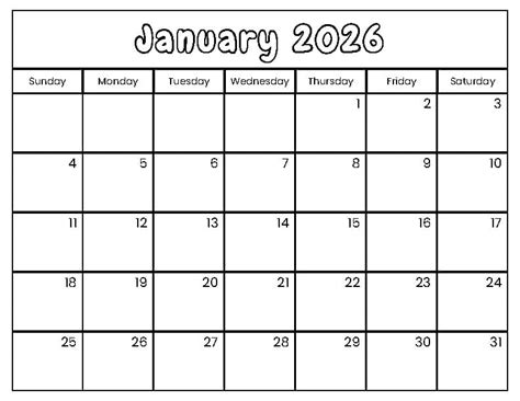Blank 2026 Calendar Template For Design By Veronica Cody Tpt