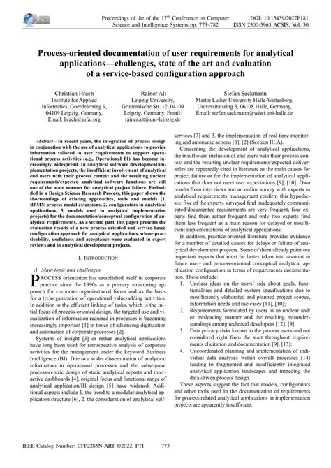 pdf process oriented documentation of user requirements for analytical applications