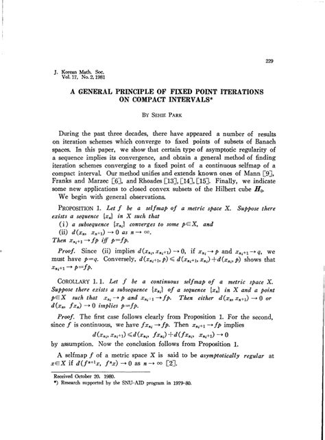 Pdf A General Principle For Fixed Point Iterations On Compact Intervals