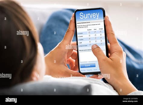 Filling Online Survey Form Adult Feedback Rating Stock Photo Alamy