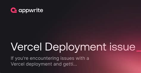 Vercel Deployment Issue Threads Appwrite