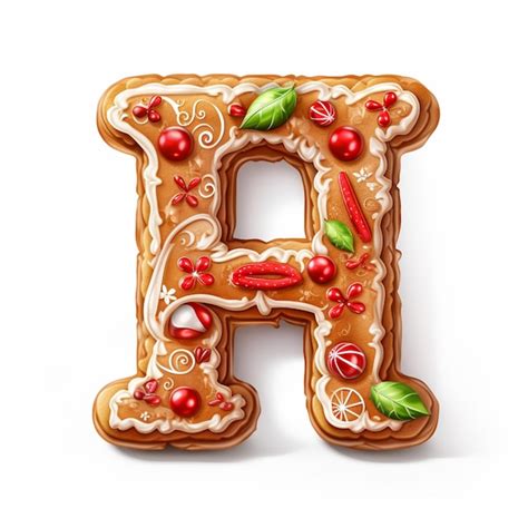 Premium Ai Image A Close Up Of A Ginger Letter H With Decorations On