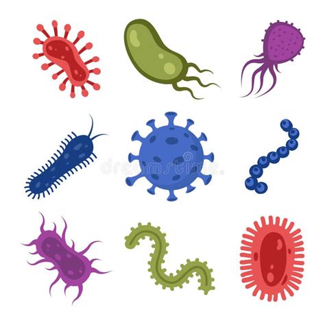 Different Bacteria Pathogenic Microorganisms Set Bacteria And Germs