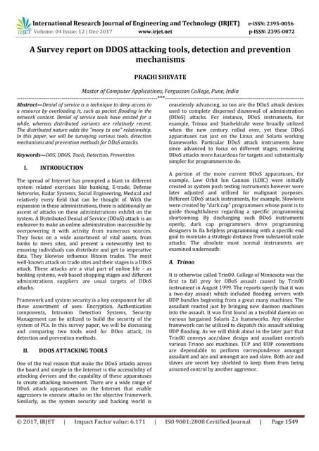 A Survey Report On Ddos Attacking Tools Detection And Prevention