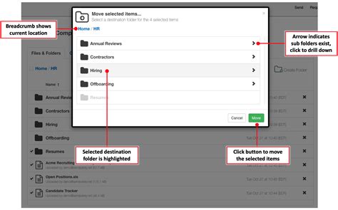 bulk file and folder move for workspaces