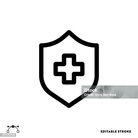 편집 가능한 뇌졸중이있는 건강 보험 아이콘 디자인 웹 페이지 모바일 앱 Ui Ux 및 Gui 디자인에 적합합니다 아이콘에 대한 스톡 벡터 아트 및 기타 이미지 Istock