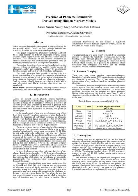 Pdf Precision Of Phoneme Boundaries Derived Using Hidden Markov Models