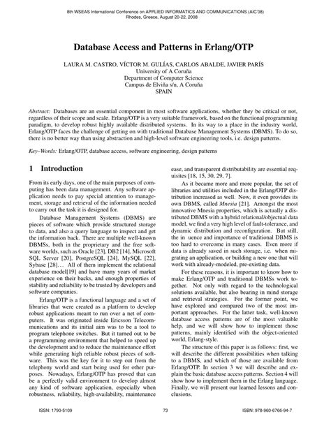 Pdf Database Access And Patterns In Erlangotp