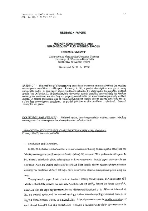 Pdf Mackey Convergence And Quasi Sequentially Webbed Spaces