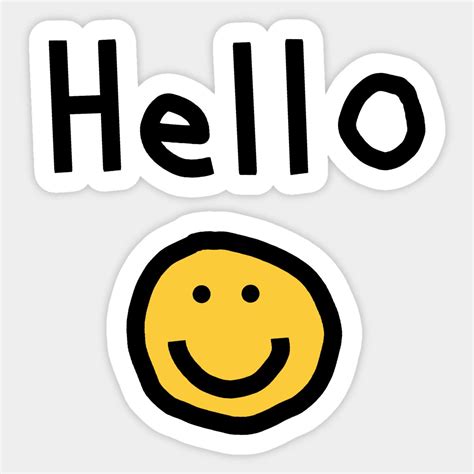 Hello With Smiley Face By Ellenhenryart In 2024 Hello Sticker Hello Pictures Smiley