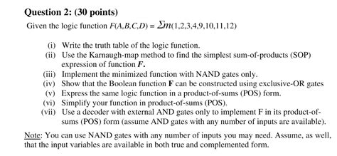 Solved Given The Logic Function Chegg