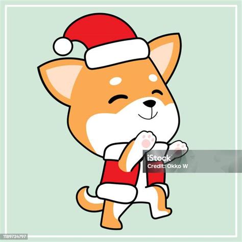 귀여운 가와이이 손 그린 아이콘 이모티콘 이모티콘 시바 이누 개 캐릭터 일러스트 와 크리스마스 의상 4 0명에 대한 스톡 벡터 아트 및 기타 이미지 Istock