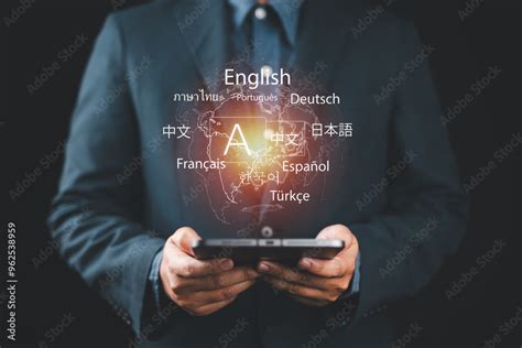 Multilingual Language Translation Technology Concept A Person Holding