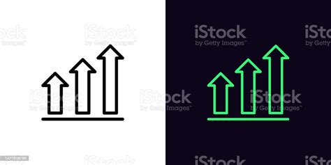 윤곽선 성장 화살표 막대 아이콘 편집 가능한 획 상향 차트 추세 기호 상승 화살표 막대 재무 예측 주식 상승 성장 수준 이익