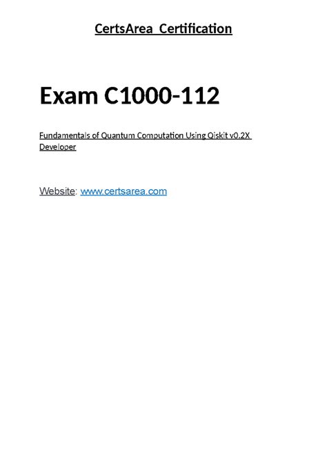Exam C1000 112 Fundamentals Of Quantum Computation Using Qiskit V02x
