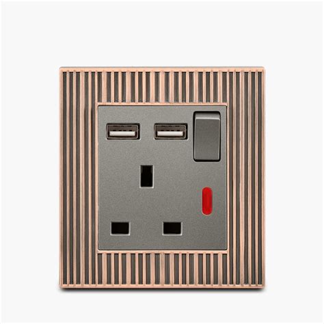 Zinc Alloy Panel 1 Gang MF Socket 2 USB Wall Switch Price Switch Socket Wholesale