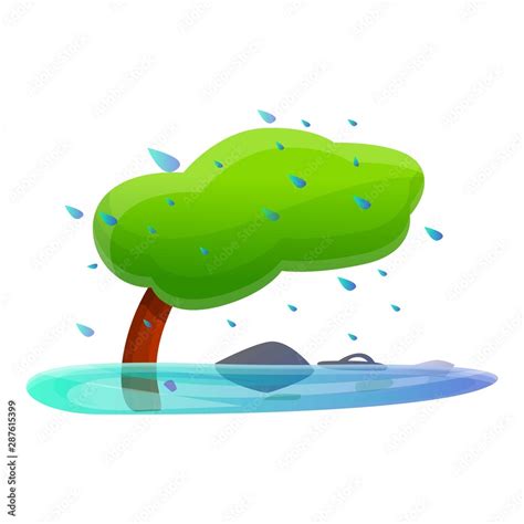 Tree Under Storm Wind Icon Cartoon Of Tree Under Storm Wind Vector Icon For Web Design Isolated