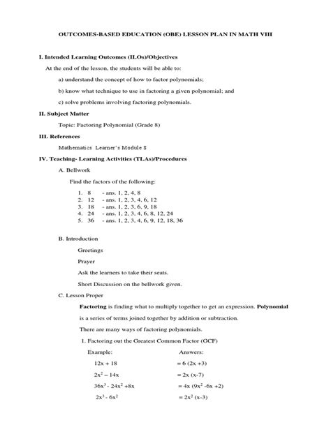 Lp Factoring Polynomials Pdf Factorization Polynomial