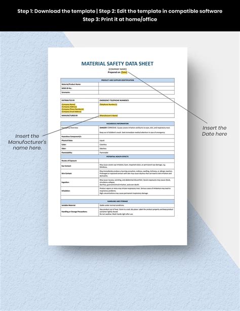 Material Safety Data Sheet Template Google Docs Google Sheets Excel Word Apple Numbers