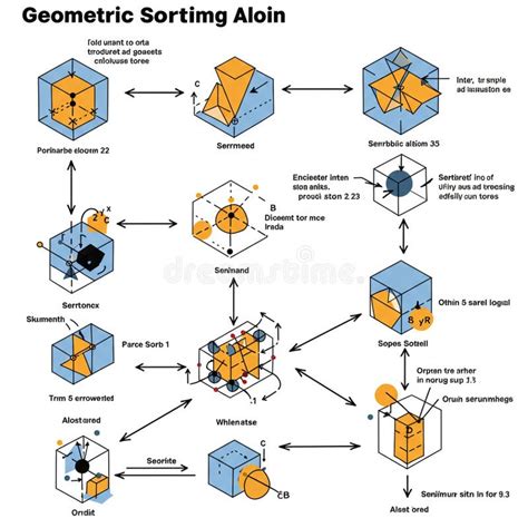 Flowchart Illustrating Geometric Shapes And Processes With Labeled
