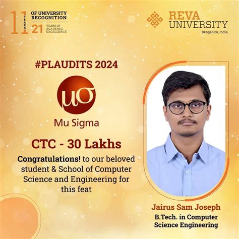 Reva University On Linkedin Plaudits2024 Musigma Careermilestone Successfulcareer