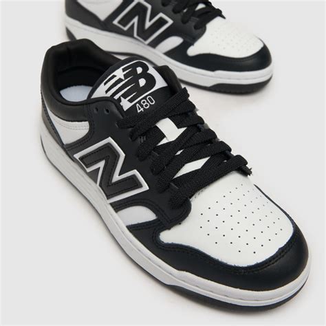 Womens Black And White New Balance 480 Trainers Schuh