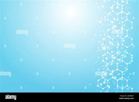 Science Network Pattern Connecting Lines And Dots Technology Hexagons Structure Or Molecular