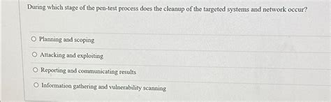 Solved During Which Stage Of The Pen Test Process Does The