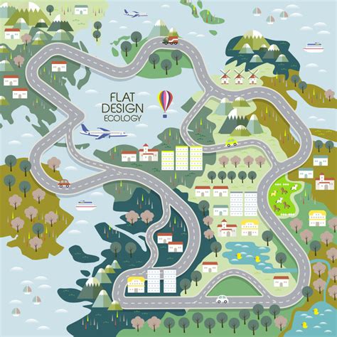 矢量城市小镇图片 矢量生态概念的创意城市小镇平面设计图素材 高清图片 摄影照片 寻图免费打包下载