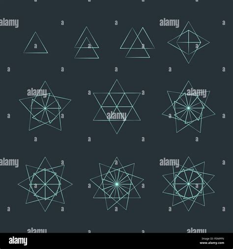 Vector Trigon Light Outline Monochrome Variations Delta Sacred Geometry