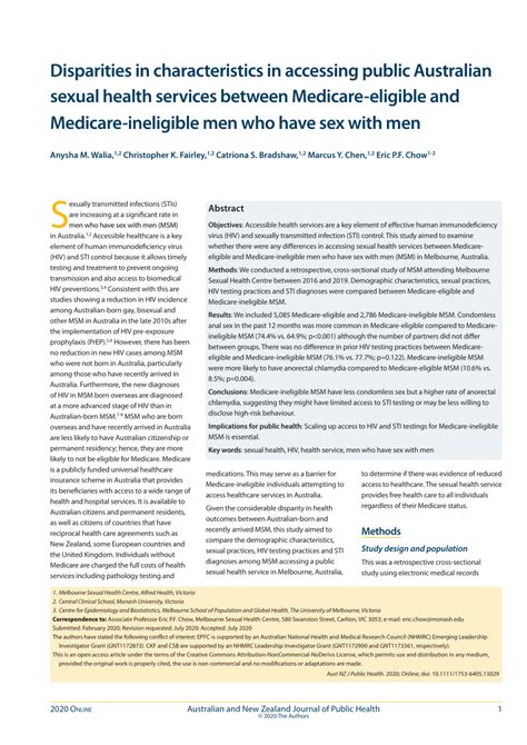 PDF Disparities In Characteristics In Accessing Public Australian Sexual Health Services