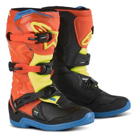 Alpinestars Youth Tech 3s Motocross Boots Orange Blue Yellow Mastersofmx