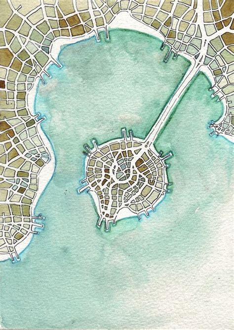 Watercolor Maps Watercolor Map Cartography Art Architecture Drawing