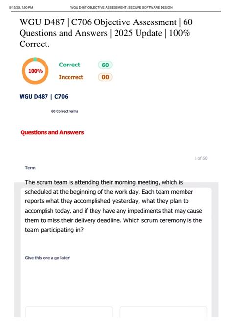 Wgu D487 C706 Objective Assessment 60 Questions And Answers 2025 Update 100 Correct