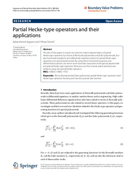 Pdf Partial Hecke Type Operators And Their Applications