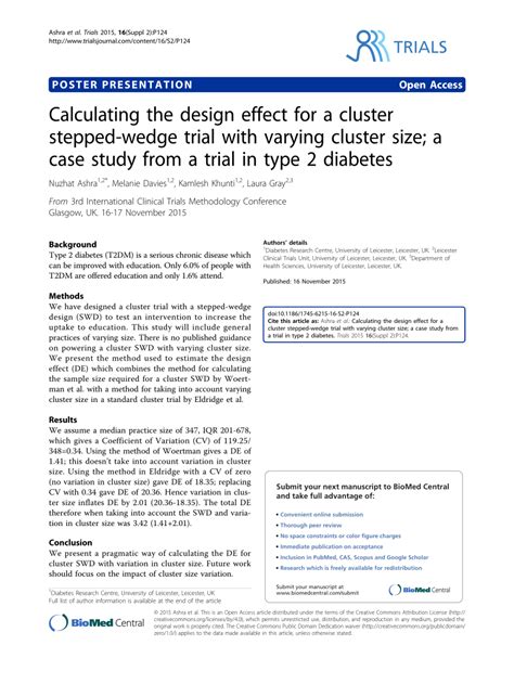 Pdf Calculating The Design Effect For A Cluster Stepped Wedge Trial With Varying Cluster Size