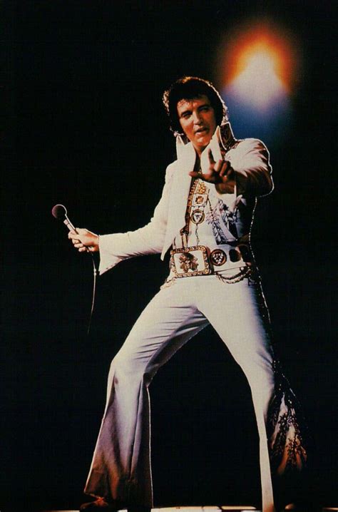 Elvis Presley 1980s Studded White Suit Microphone Singing