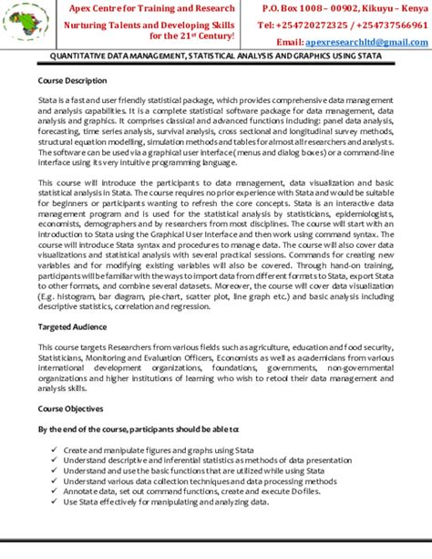 Pdf Quantitative Data Management Statistical Analysis And Graphics Using Stata
