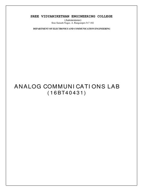 Analog Communication Lab Final Doc Srn Pdf Pdf Detector Radio