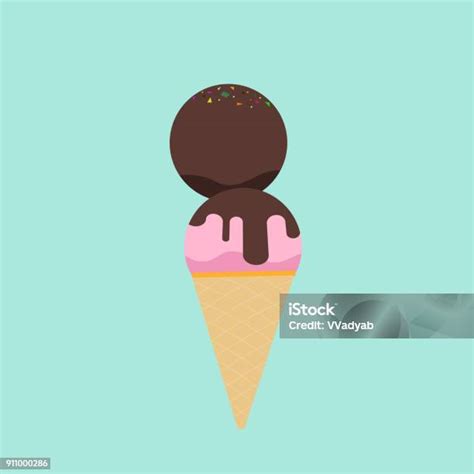 귀여운 2 톤 파스텔 배경으로 아이스크림 스 위 티 아이스크림 벡터 일러스트입니다 딸기와 초콜릿 토 핑과 콘 귀여운에 대한 스톡 벡터 아트 및 기타 이미지 Istock
