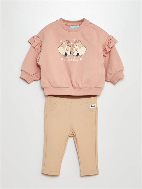 Conjunto De Sudadera Legging Chip Y Chop 2 Piezas Rosa Bebé