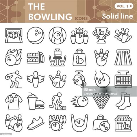 볼링 라인 아이콘 세트 스포츠 기호 컬렉션 또는 스케치 웹 및 응용 프로그램에 대한 볼링 게임 인포 그래픽 선형 스타일 표지판 흰색 배경에서 격리된 벡터 그래픽입니다 개념에