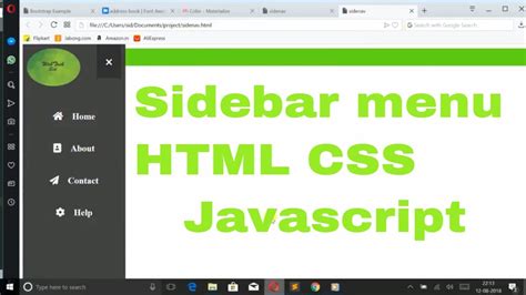 How To Create Animated Sidebar Menu Using Htmlcss And Javascript 2018