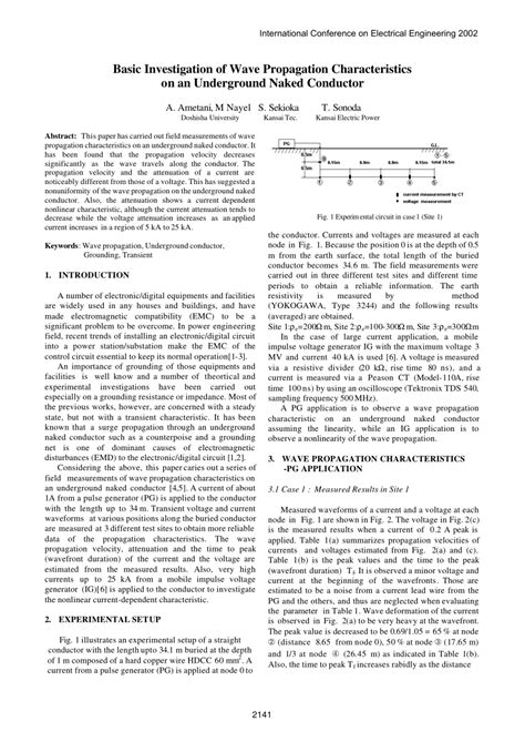 PDF Basic Investigation Of Wave Propagation Characteristics On An Underground Naked Conductor