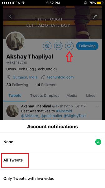 How To Turn On Off Twitter Push Notifications For A Specific User 2023